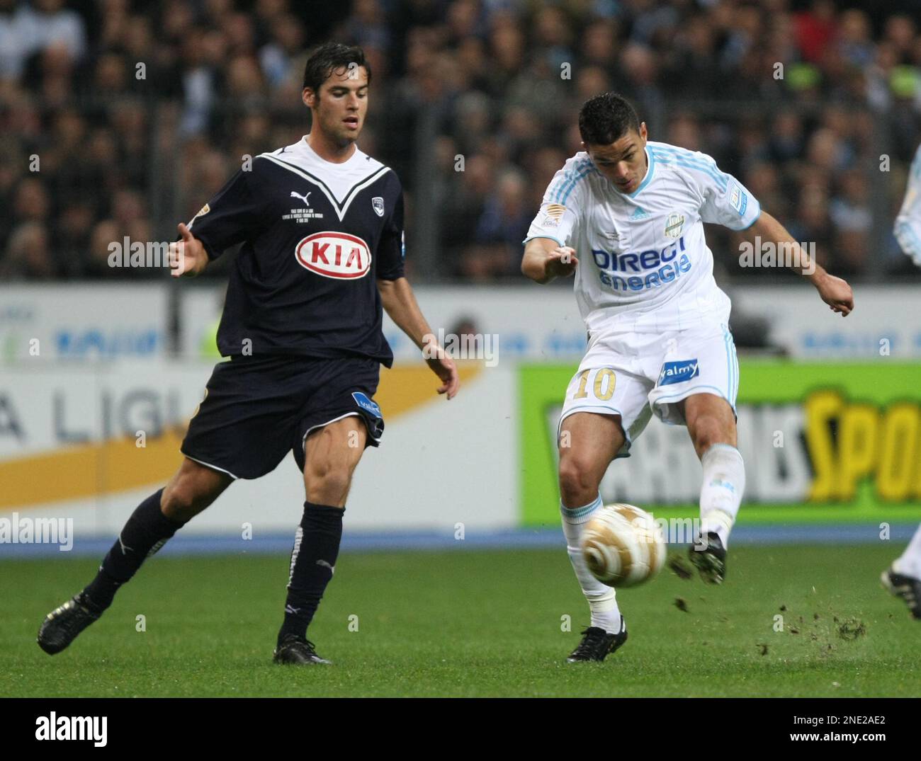 Marseille 's French forward Hatem Ben Arfa, right, challenges for the ...
