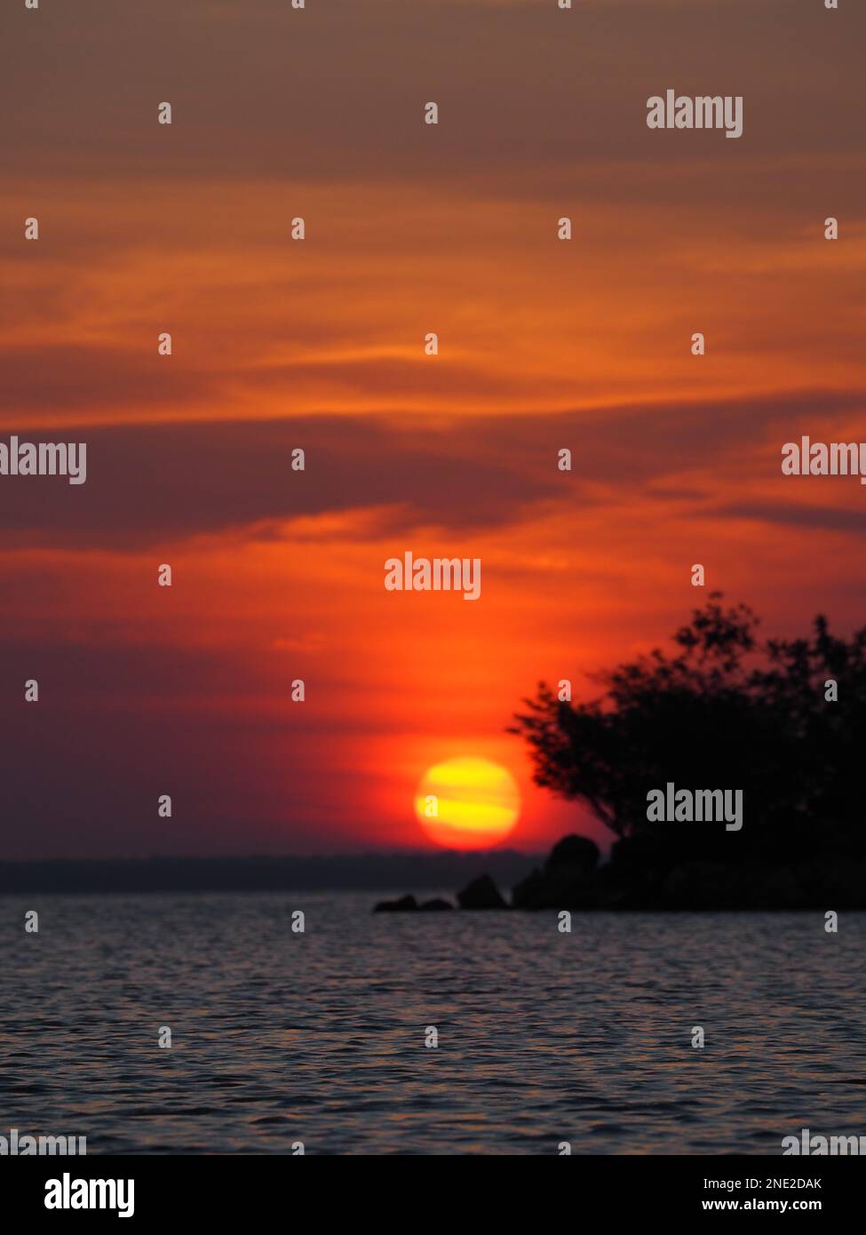 Sunset over Alter do Chao, a small sand island in the Amazon River ...