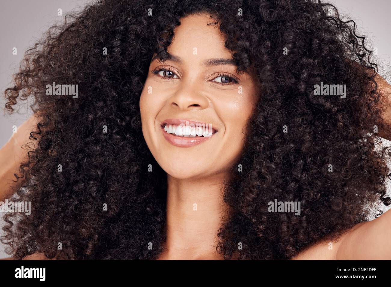 Smile, skincare or portrait of black woman in a studio with natural ...