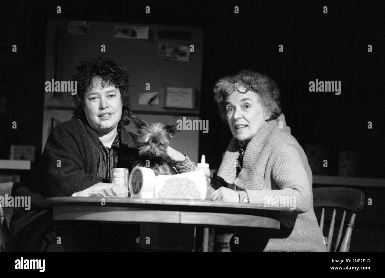 Kathy Bates, left, and her dog Pip are greeted by Anne Pitoniak on ...