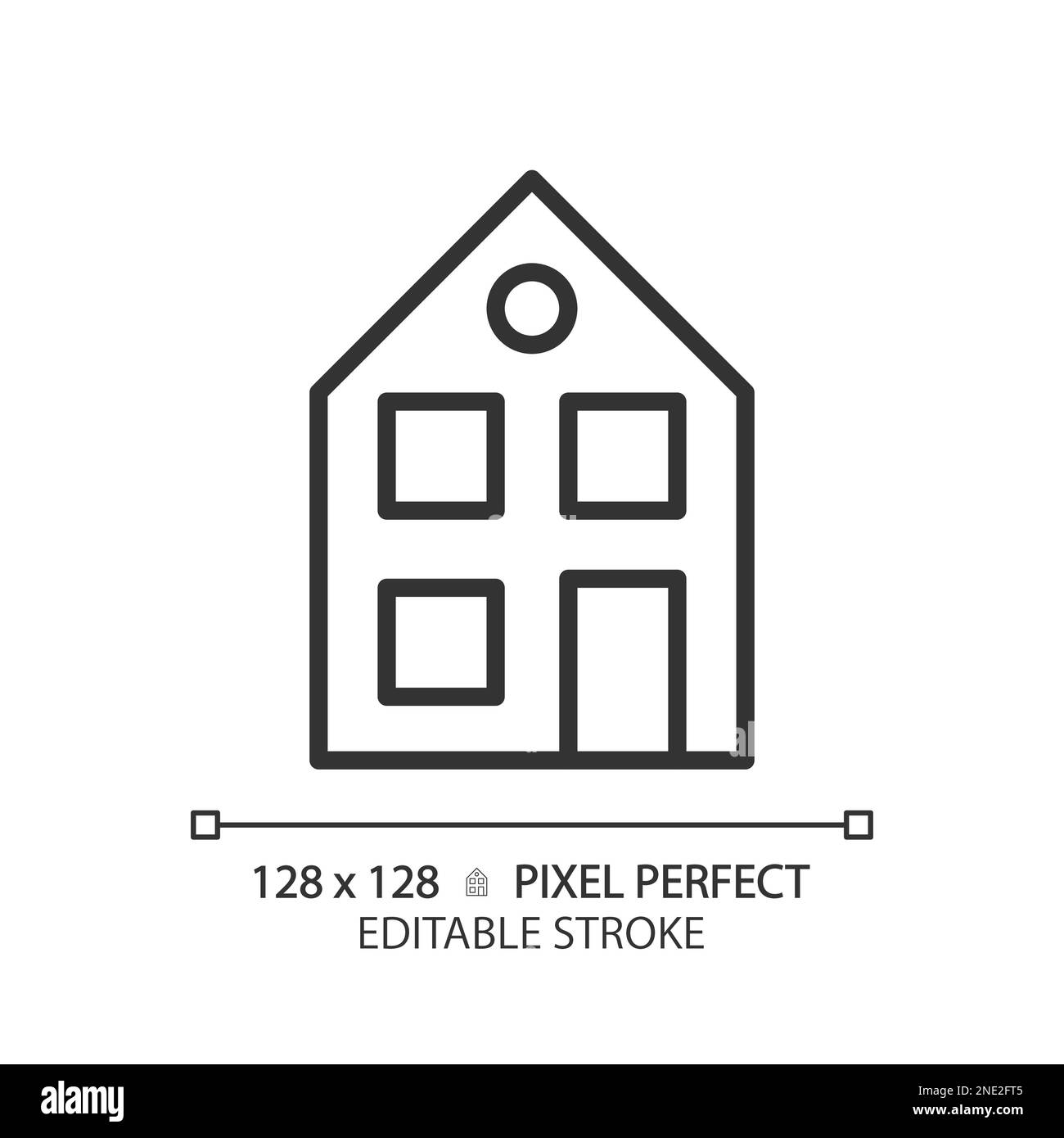 Two story house pixel perfect linear icon Stock Vector Image & Art - Alamy