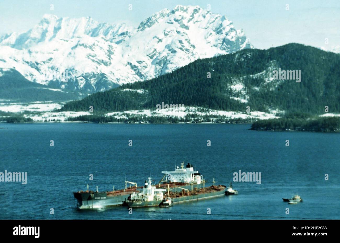 Exxon Valdez oil tanker along side The Exxon Baton Rouge in Prince ...