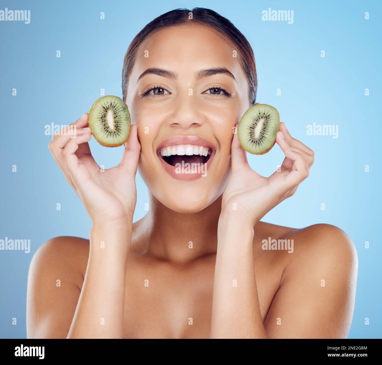 Kiwi, woman and portrait of smile for skincare, beauty and wellness ...