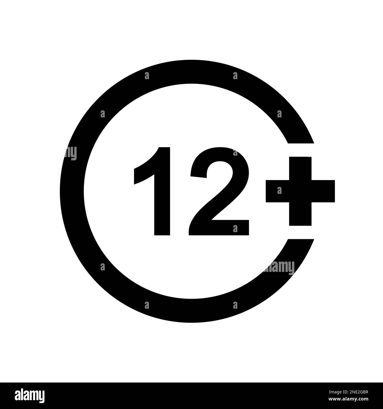 Twelve plus icon. Age censor symbol. Movie viewing age limit label ...