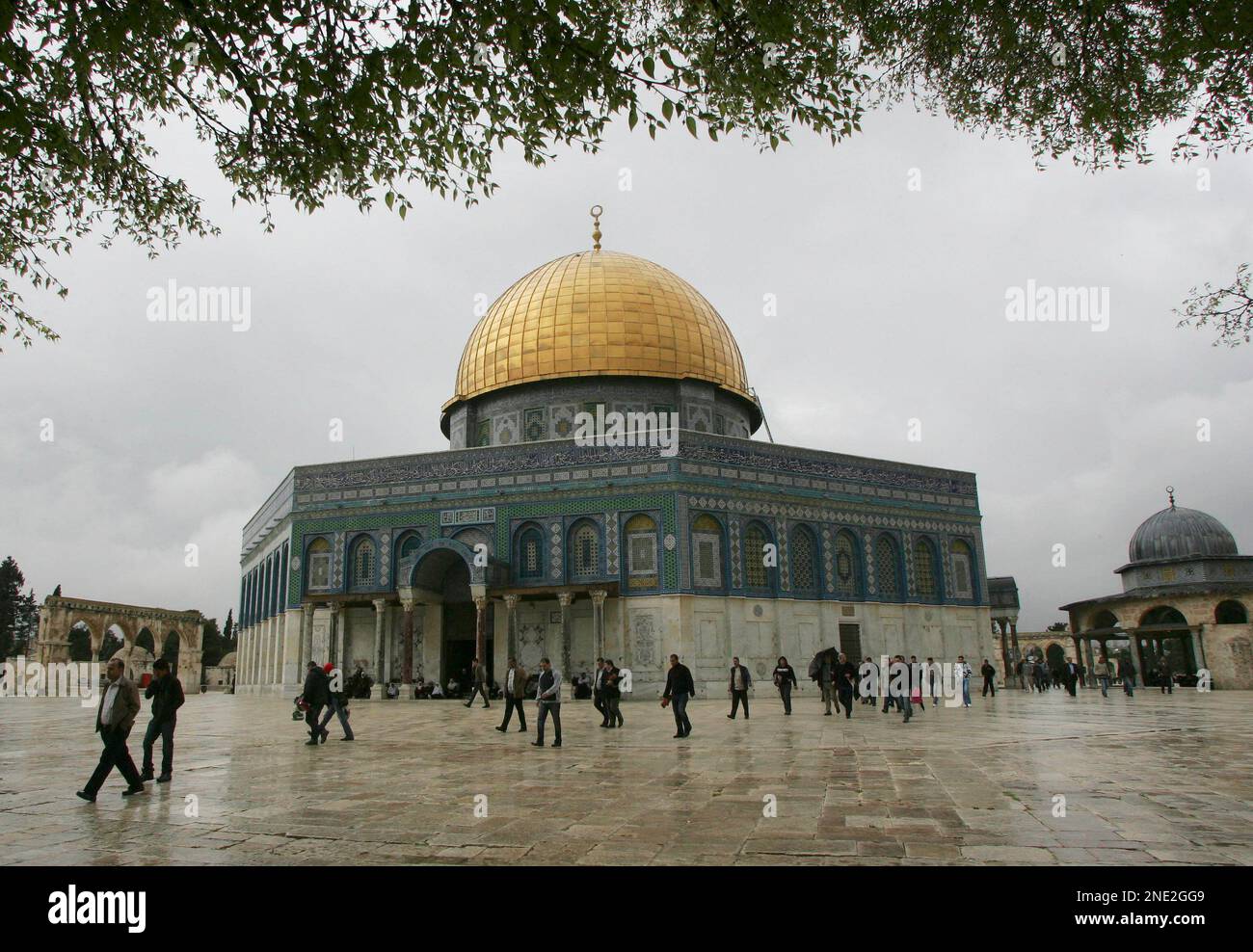 The Dome of the Rock Mosque is seen in the background as Palestinian ...