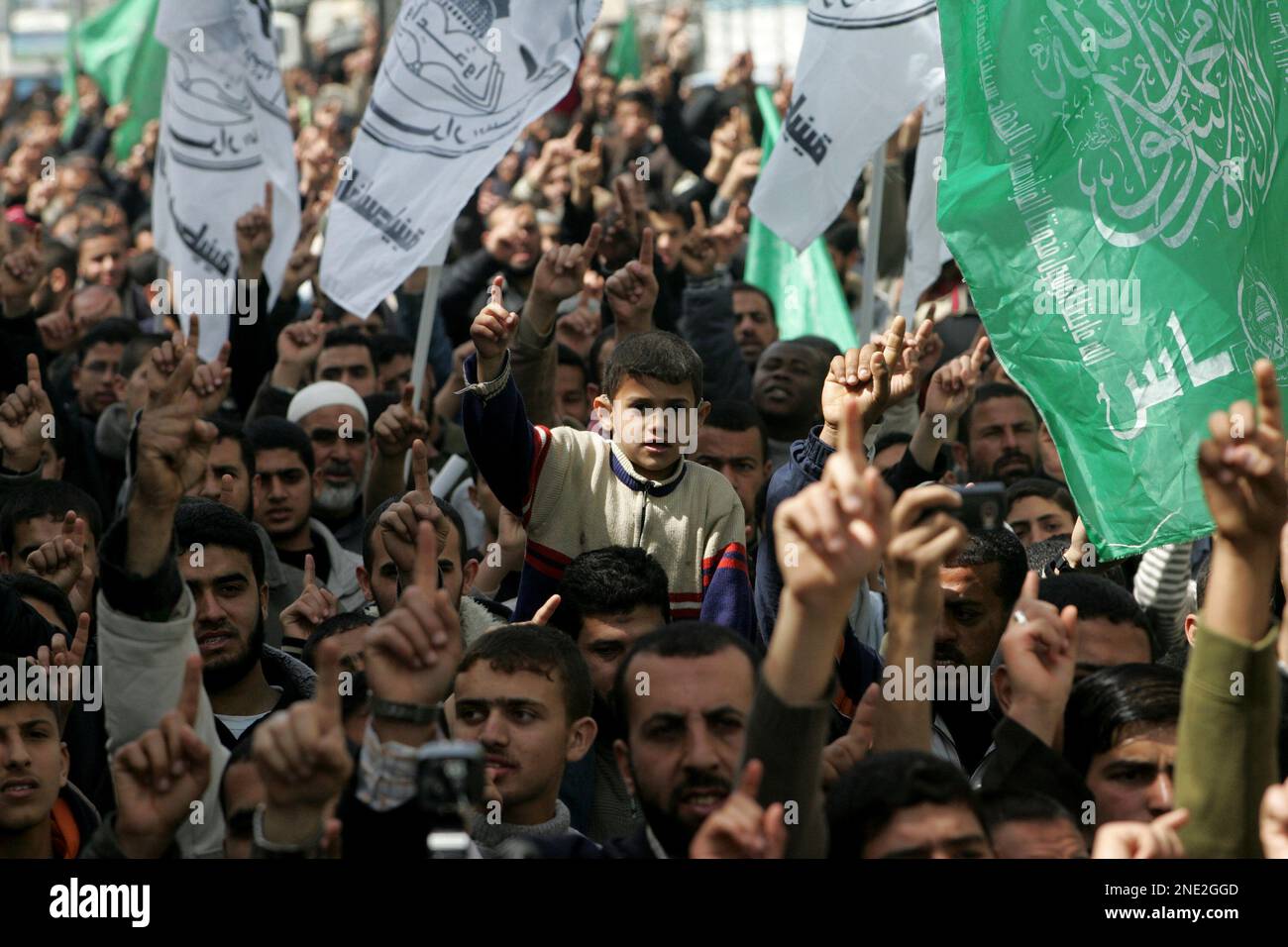 Palestinian Hamas supporters march during an anti-Israel rally at the ...