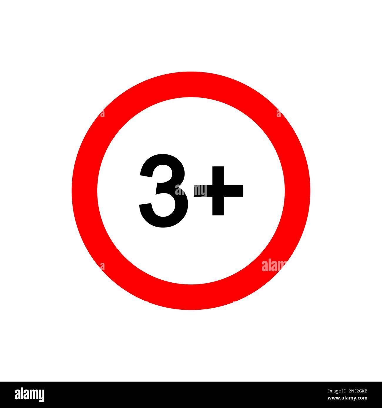 Three plus icon. Number 3 in red circle isolated on white background ...