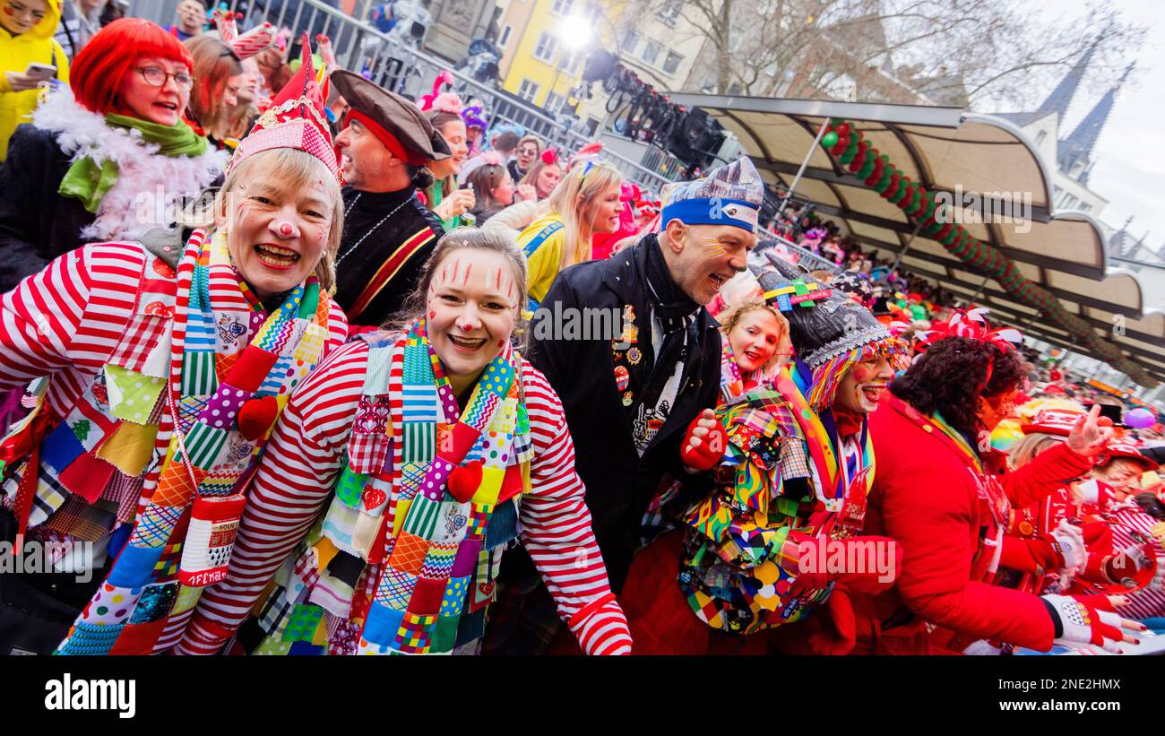 Cologne, Germany. 16th Feb, 2023. Carnivalists celebrate the opening of ...