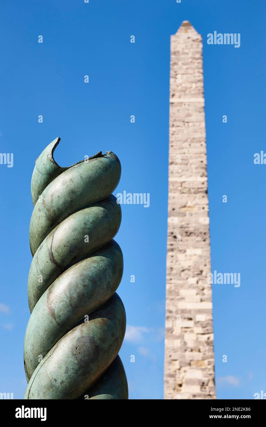 Serpent column and egyptian obelisk. Hippodrome area. Istanbul, Turkey ...