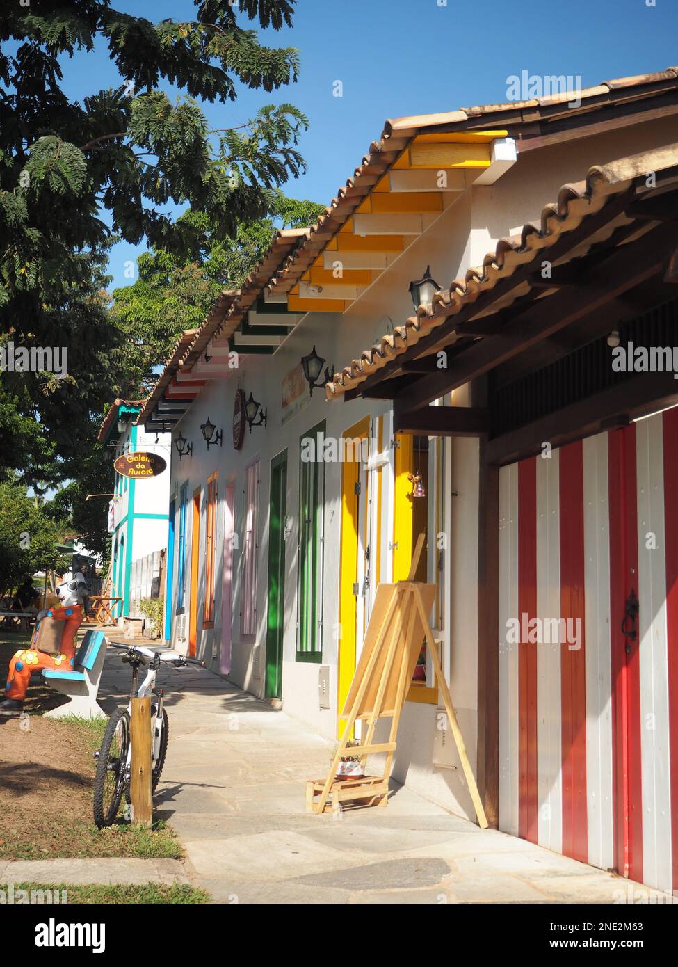 Colourful houses on a cute street in Pirenopolis, Brazil Stock Photo ...