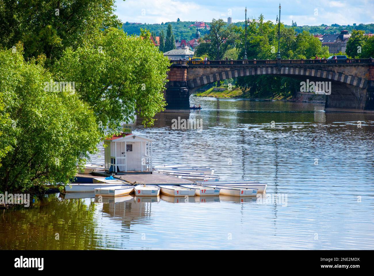 A view of a bridge on the water in the green park Stock Photo - Alamy
