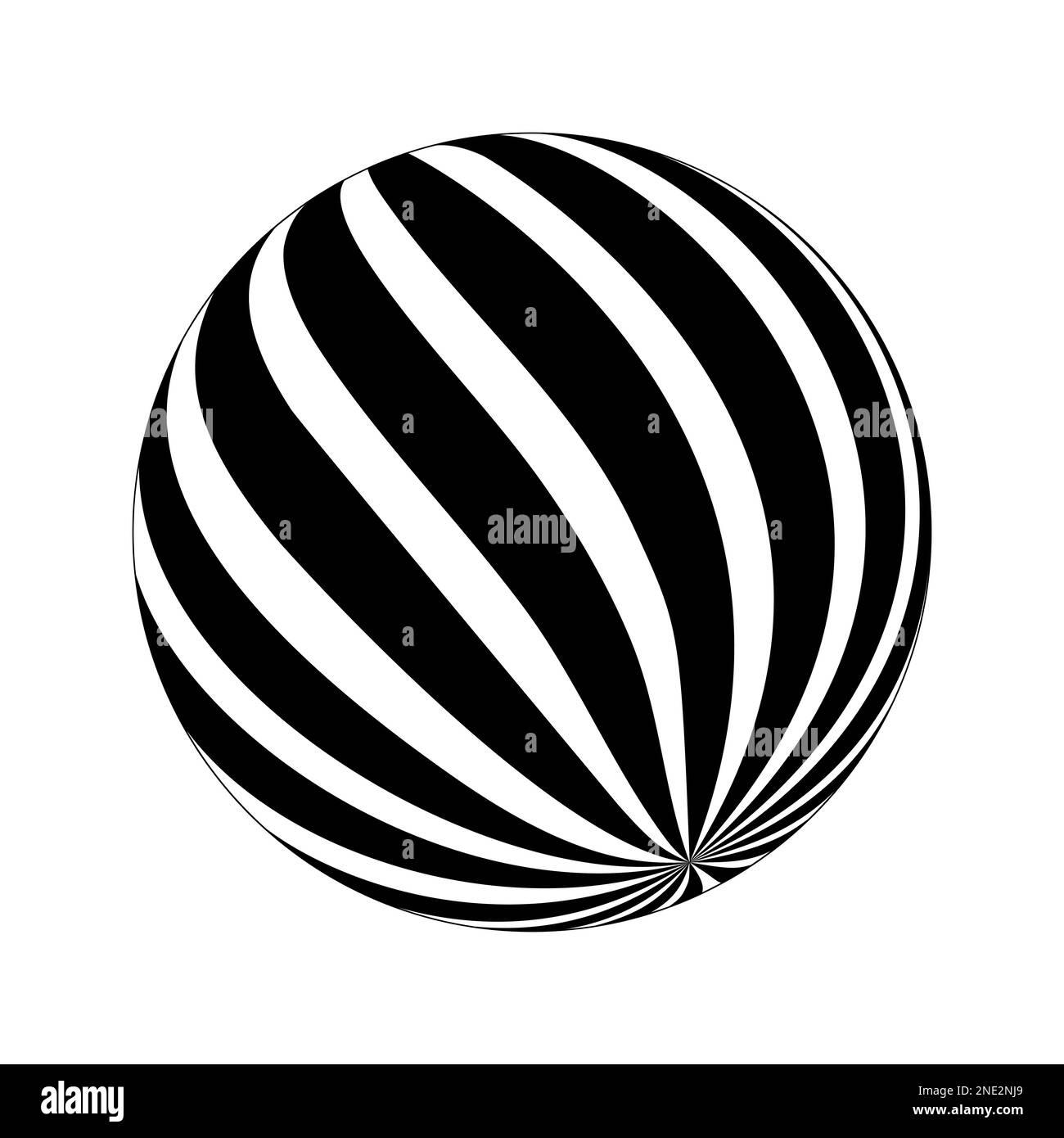Spherical shape with twisted black and white stripes. 3D sphere model ...