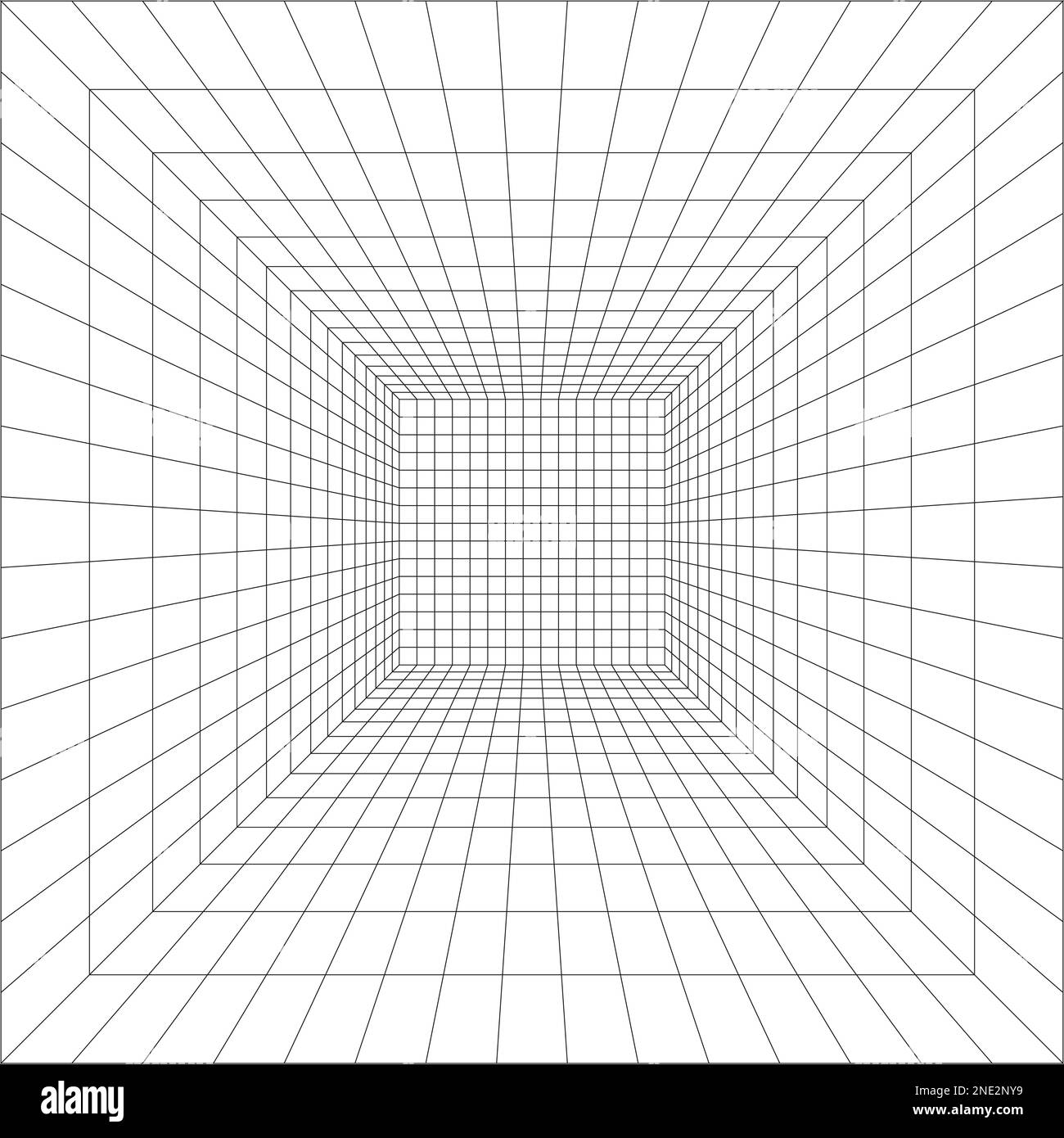 Room, hall, studio or portal wireframe in perspective. Box grid ...