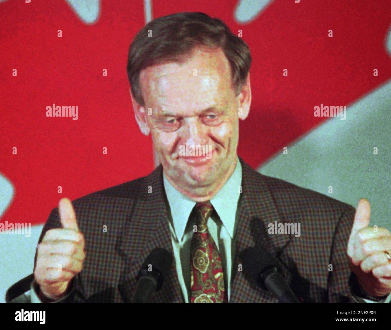 Prime Minister Jean Chretien at his campaign headquarters in Shawinigan ...