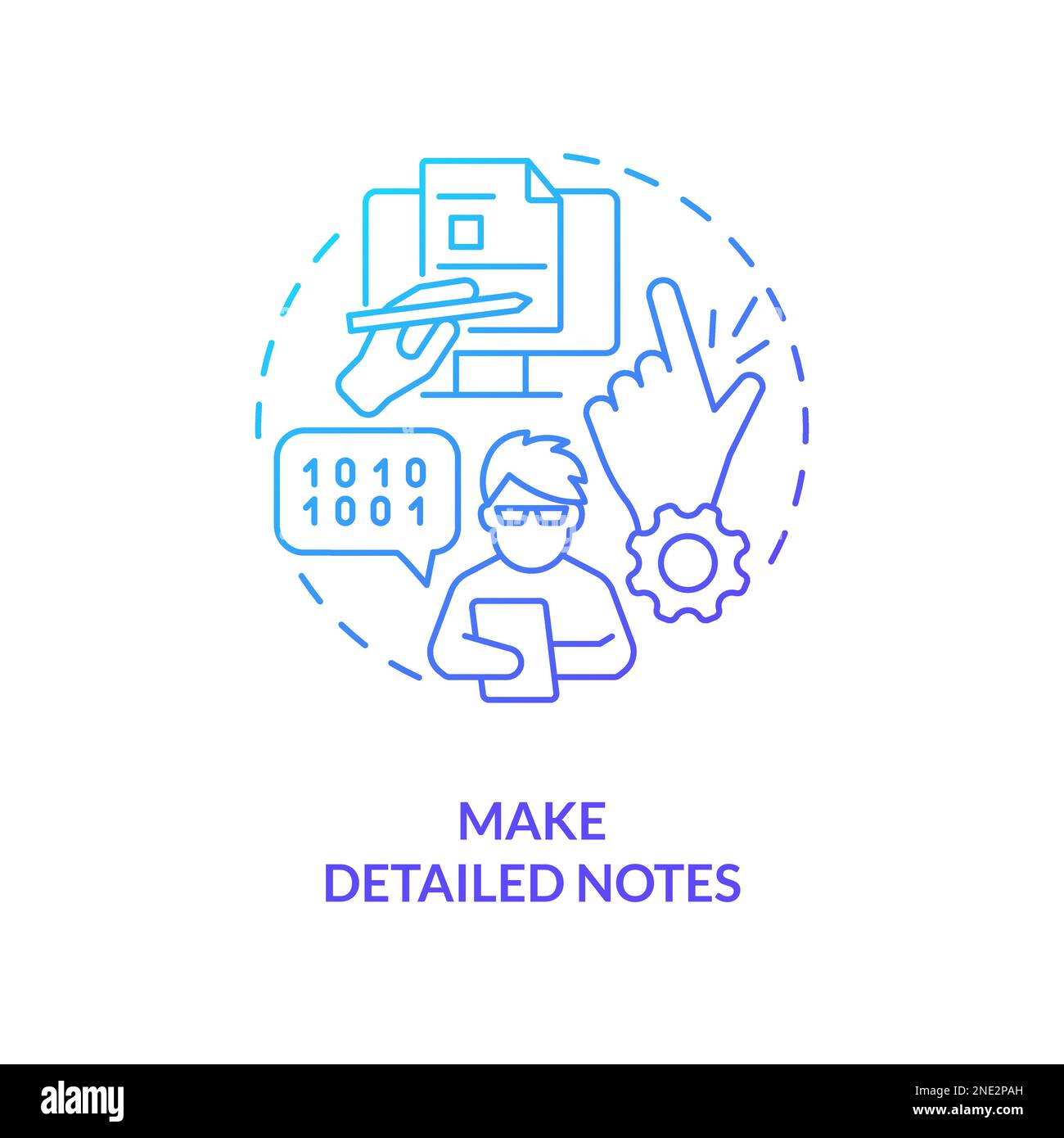 Make detailed notes blue gradient concept icon Stock Vector Image & Art ...