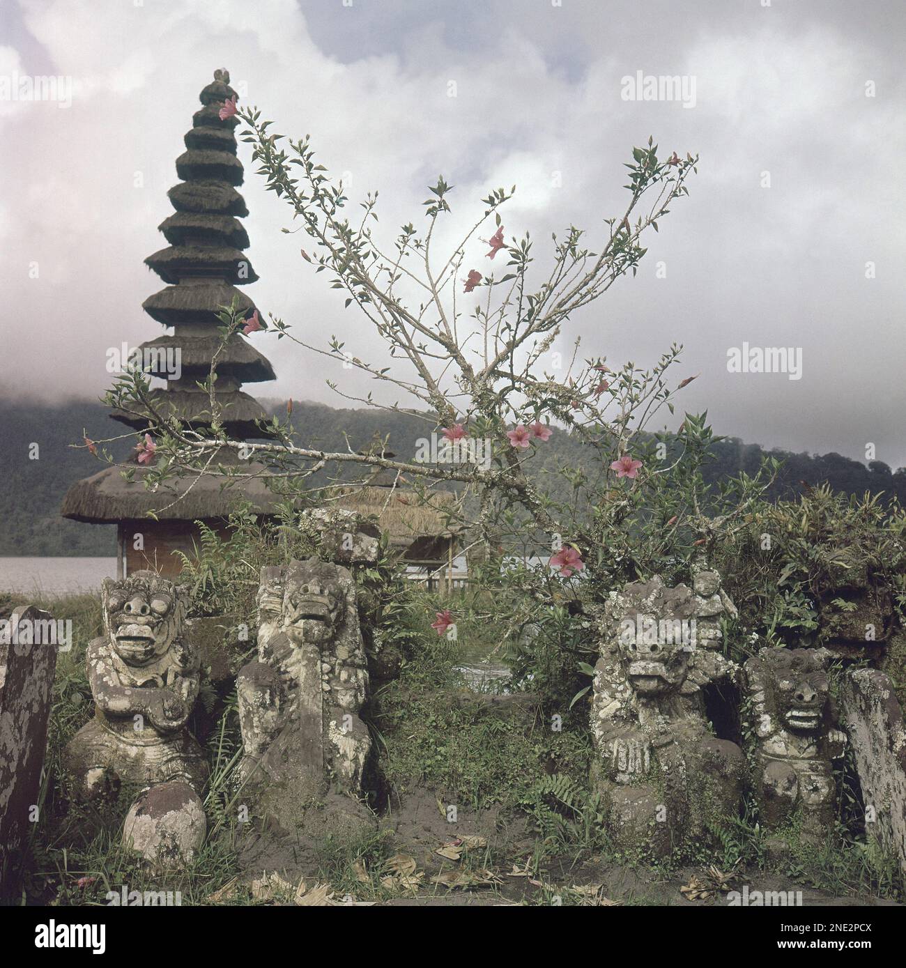 The Bratan Temple high in the volcanic mountains is half situated in ...