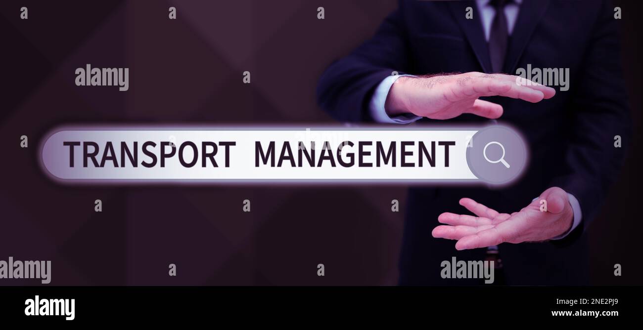 Conceptual caption Transport Management. Concept meaning managing ...