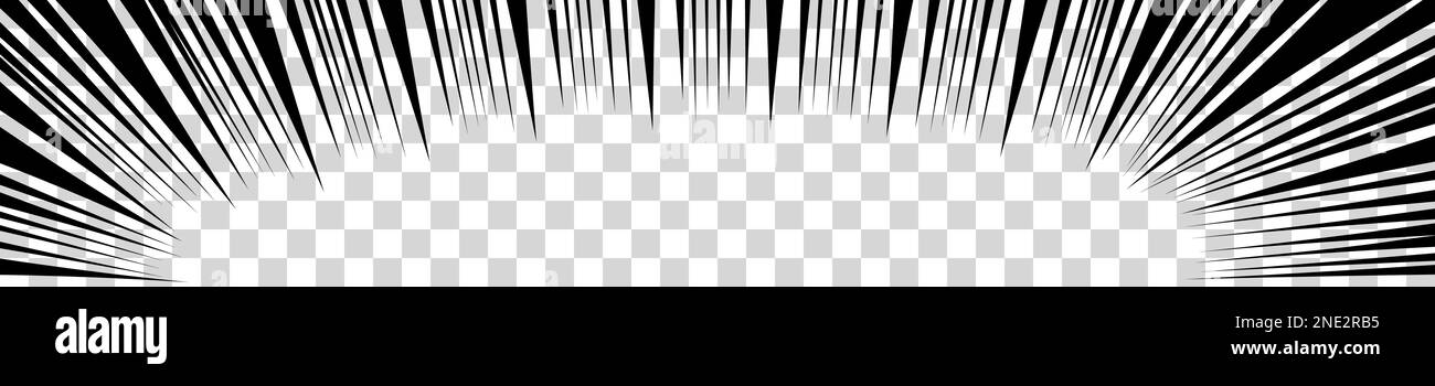 Radial speed black stripes on transparent background. Manga book page ...