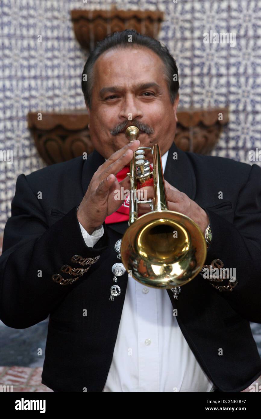 LOS ANGELES, CA - MARCH 24: Mariachi singer Rafael Renteria and band at ...