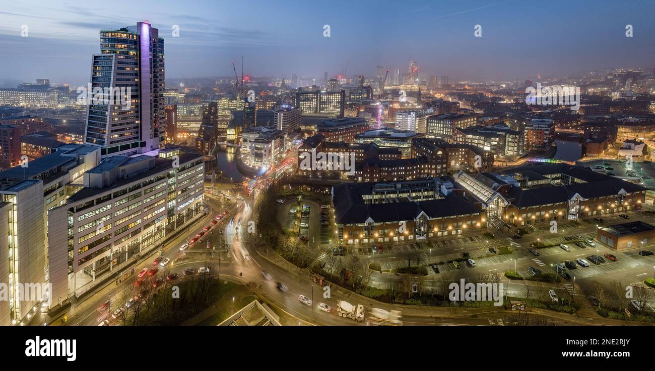 Leeds City Centre aerial view looking towards Bridgewater Place, retail ...
