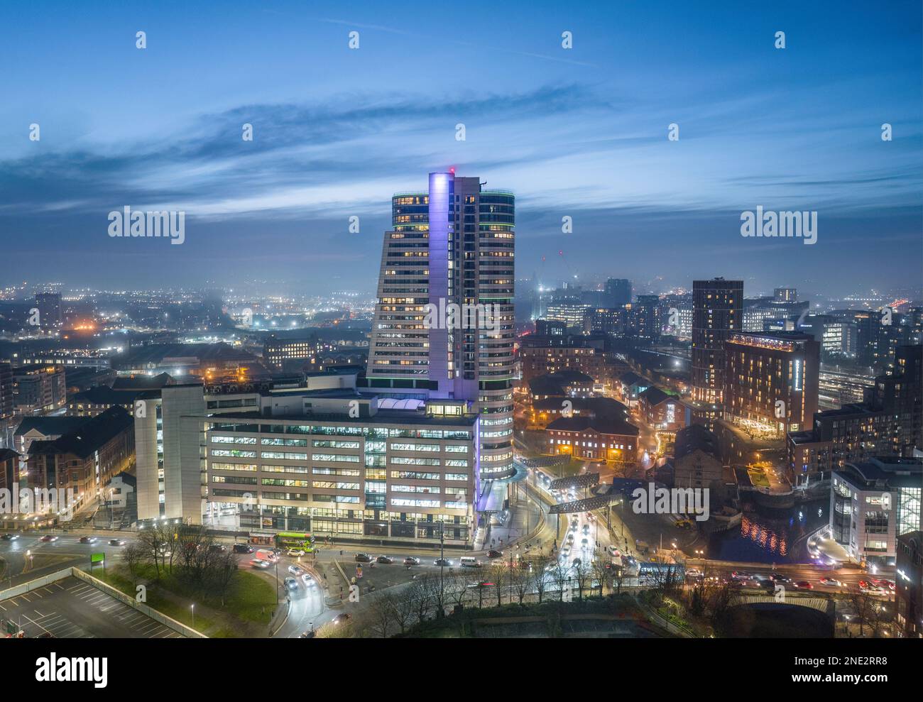 Leeds City Centre aerial view looking towards Bridgewater Place, retail ...