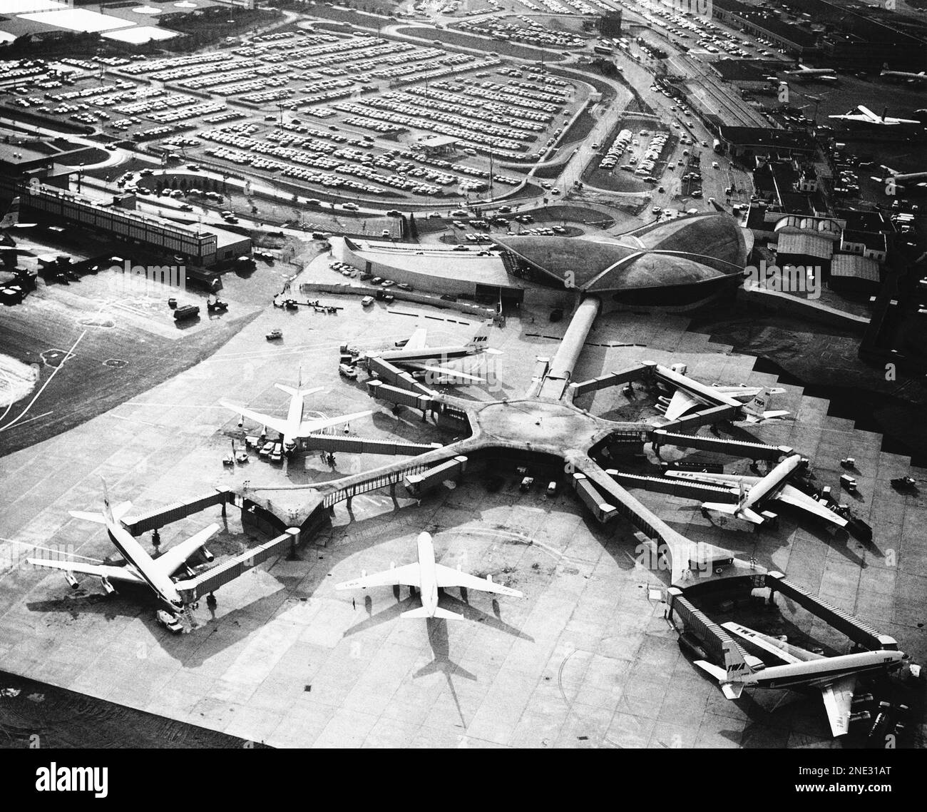 Jetliners at New York International Airport (Idlewild) are clustered ...