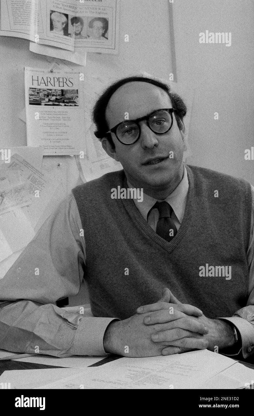 Michael Pollan, exec. editor of Harper?s Magazine at his desk in ...