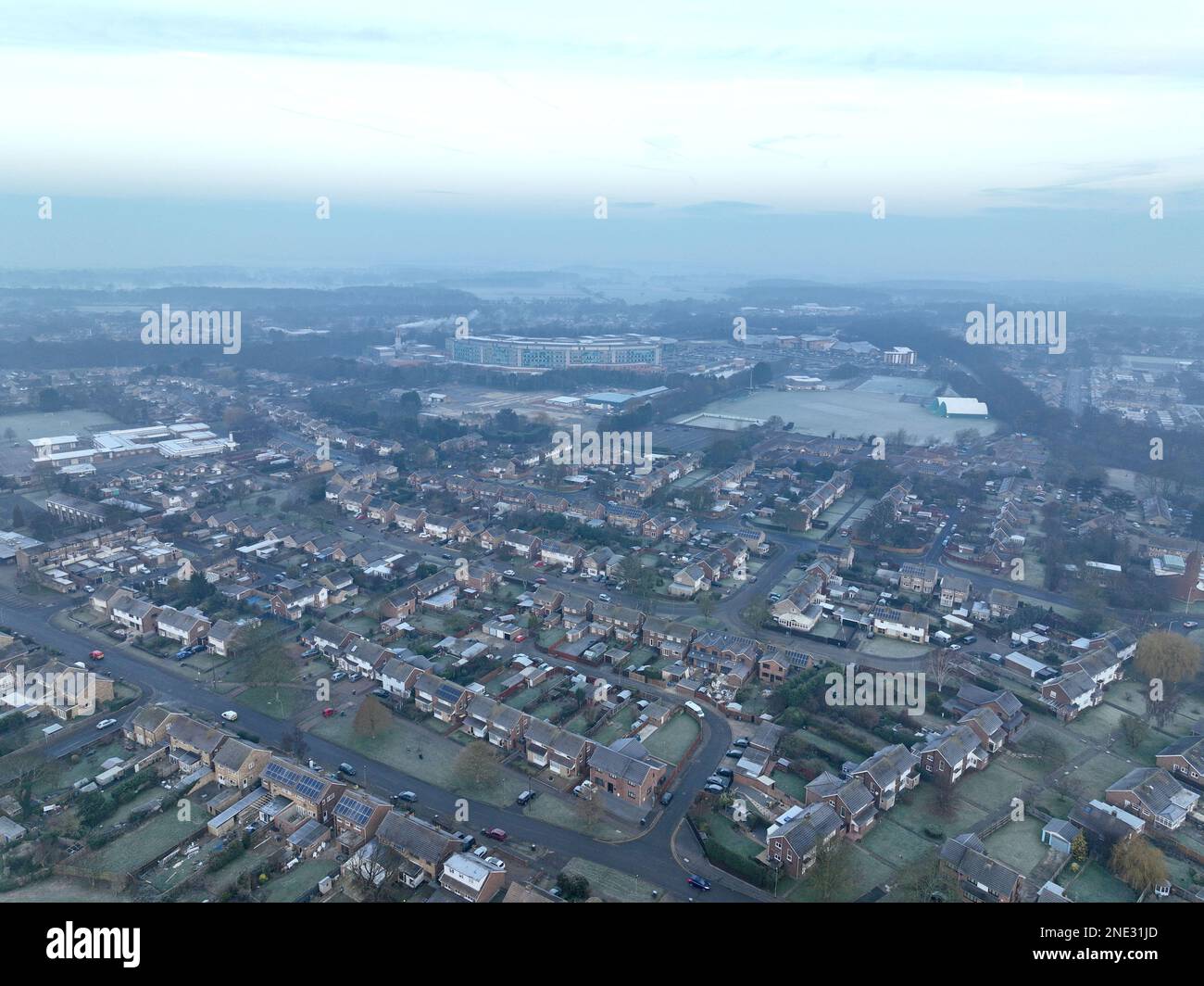 Peterborough, UK. 15th Feb, 2023. A view above Netherton, with ...
