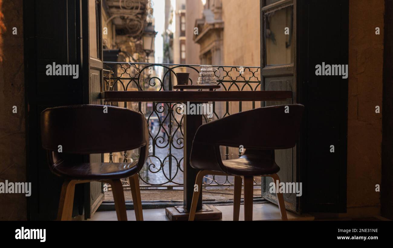 View of street through a cafe window Stock Photo - Alamy