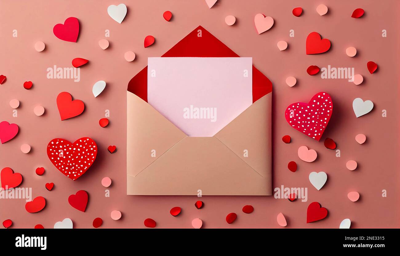 A love letter with hearts on a pink background Stock Photo - Alamy