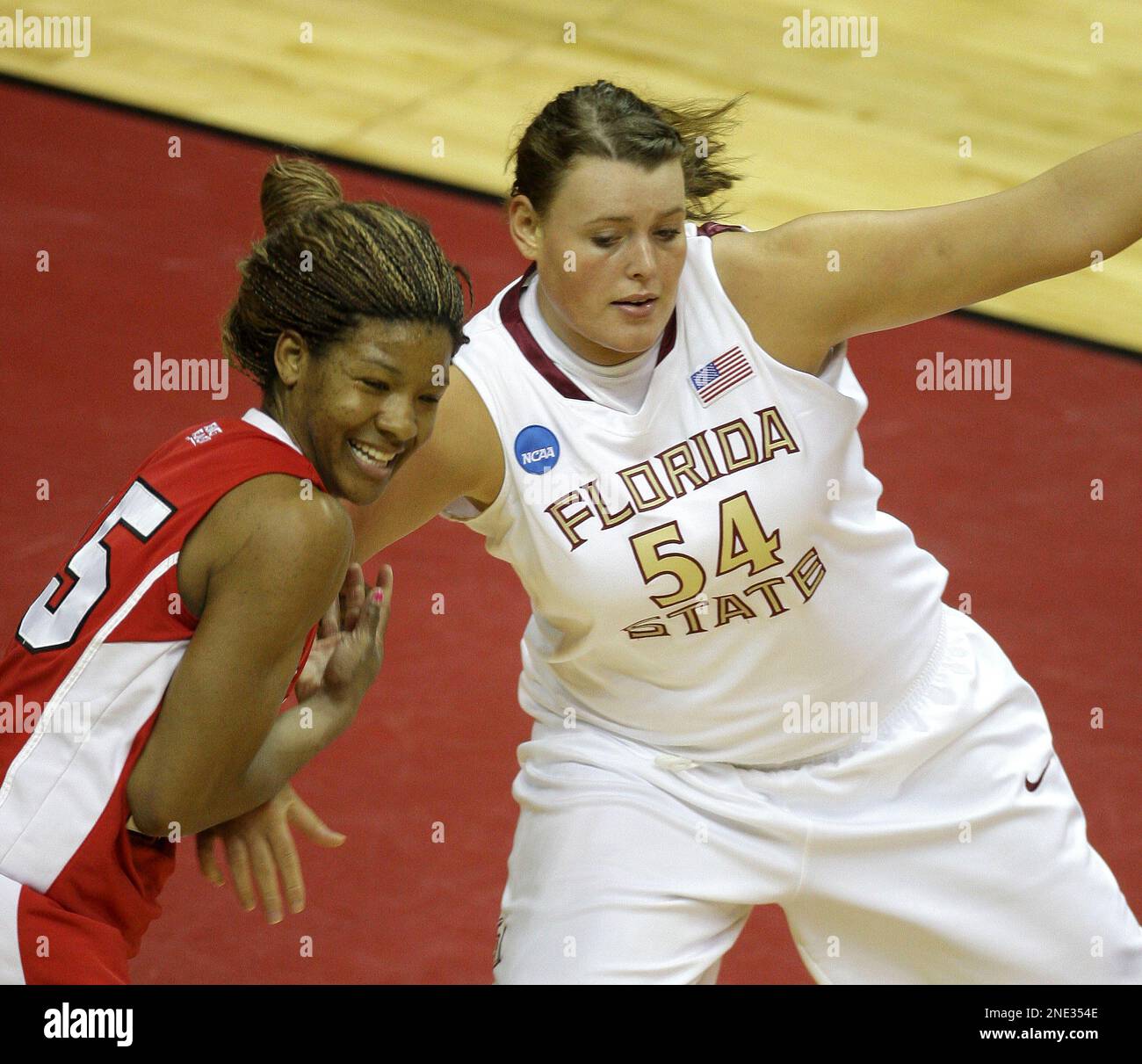 Florida State's Cierra Bravard, right, and St. John's Joy Mc Corvey ...