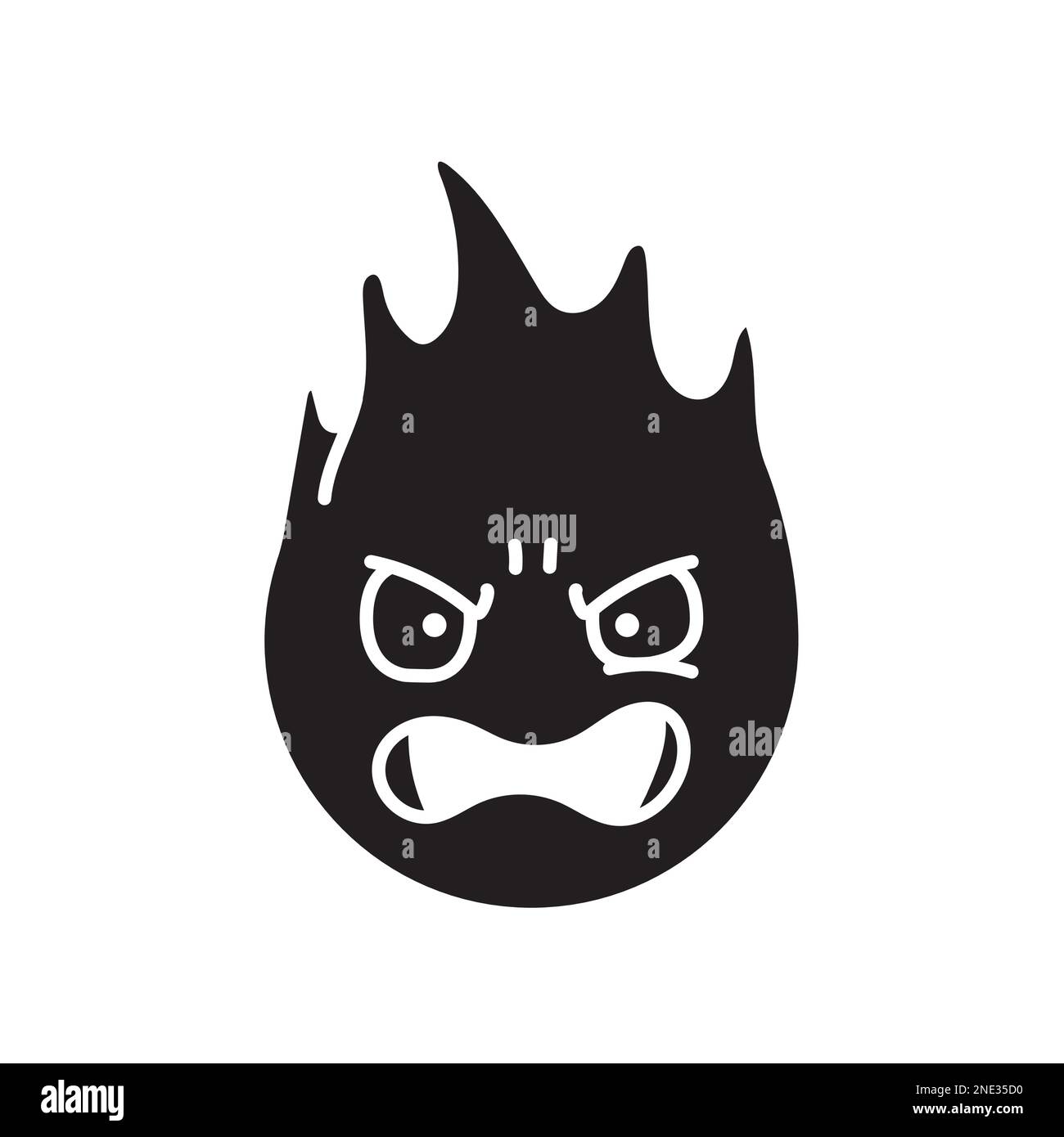 Evil character in the form of fire color line icon. Mascot of emotions ...