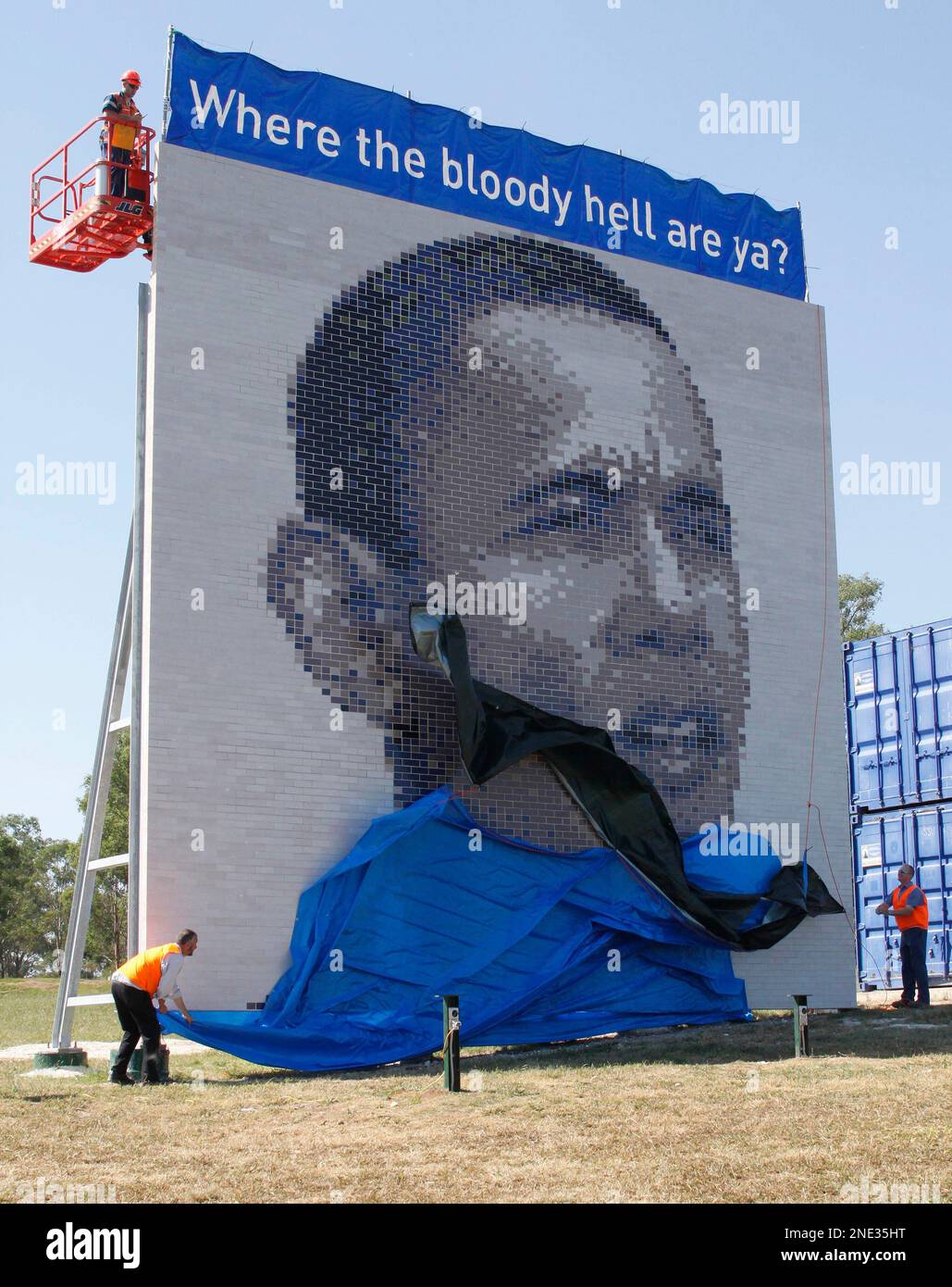 A 100-square-meter brick art tribute to U.S. President Barack Obama is ...