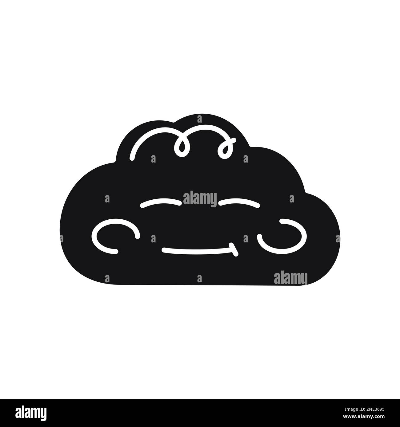 Blue kind character in the form of a cloud color line icon. Mascot of ...