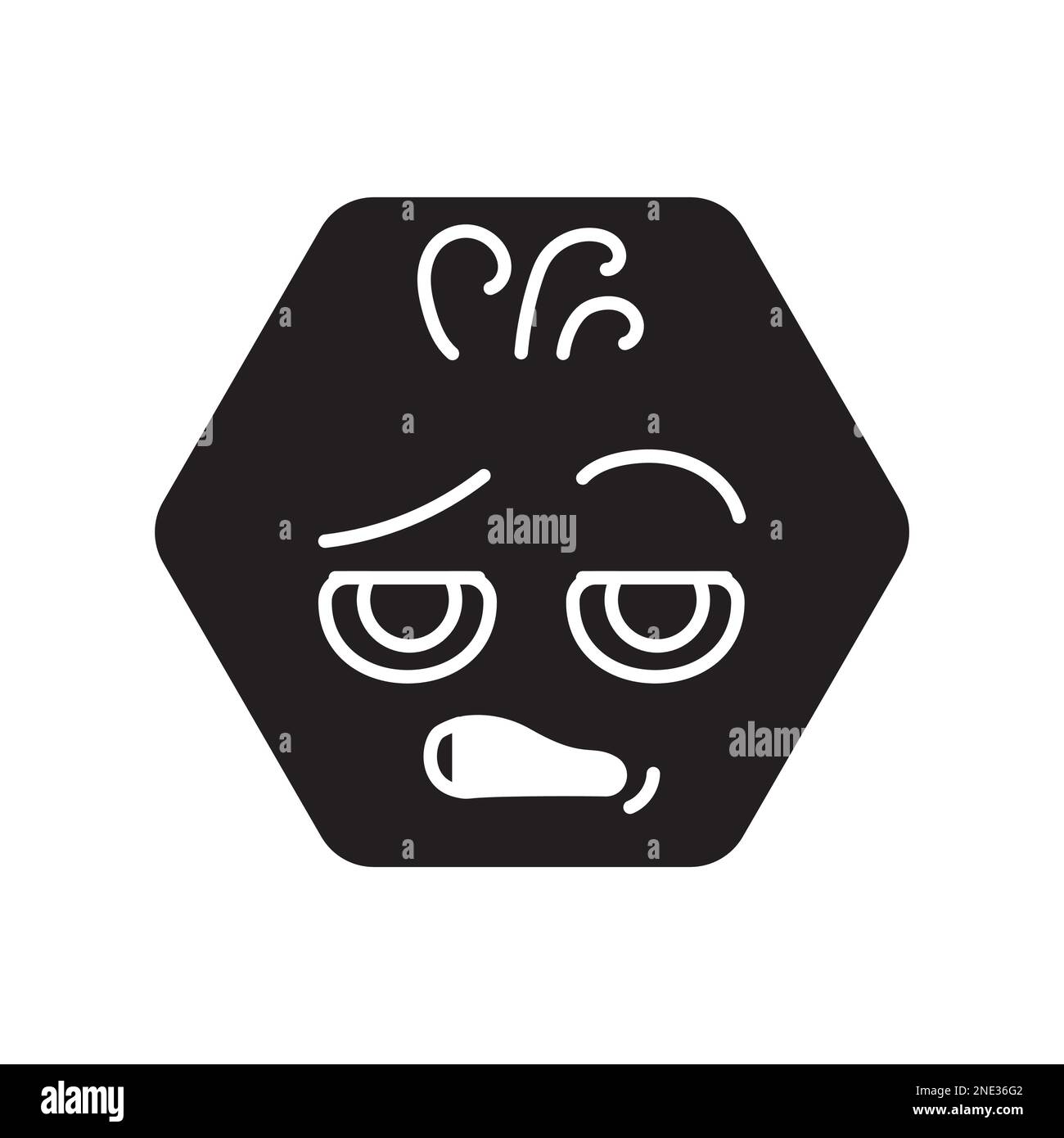 Hexagonal orange character color line icon. Mascot of emotions ...