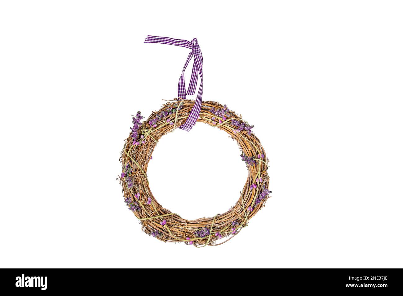 Attributes for Valentine's Day.Wicker wreath with lavender flowers ...