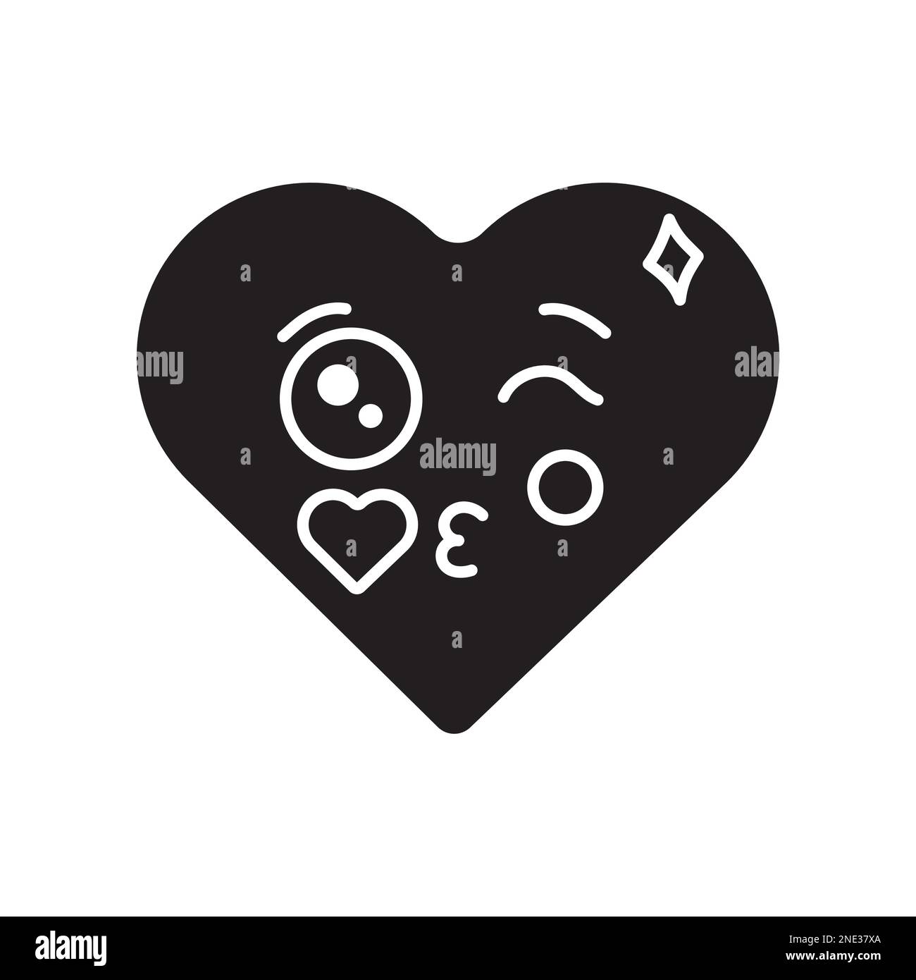 Pink character in the shape of a heart color line icon. Mascot of ...