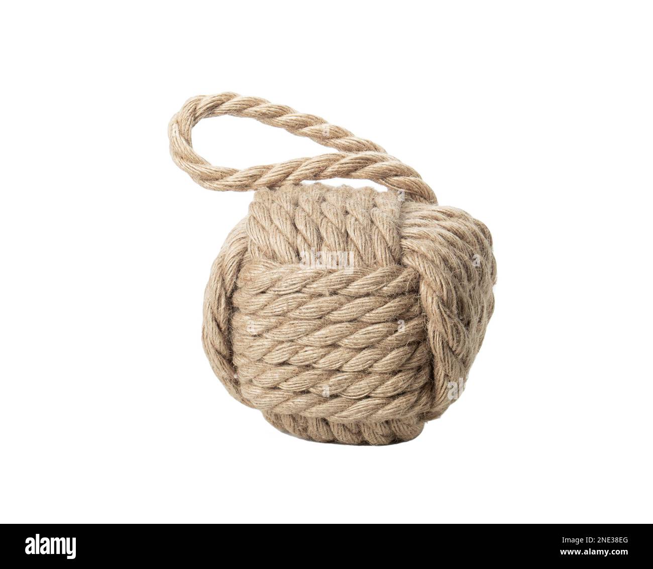 decorative cube woven from thick jute ropes home accessory isolate on ...