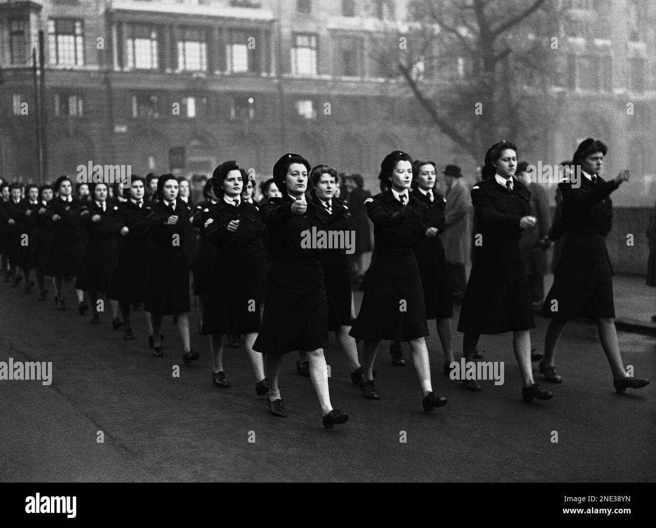 Members of the Girl's Training Corps, wearing their new blue uniforms ...