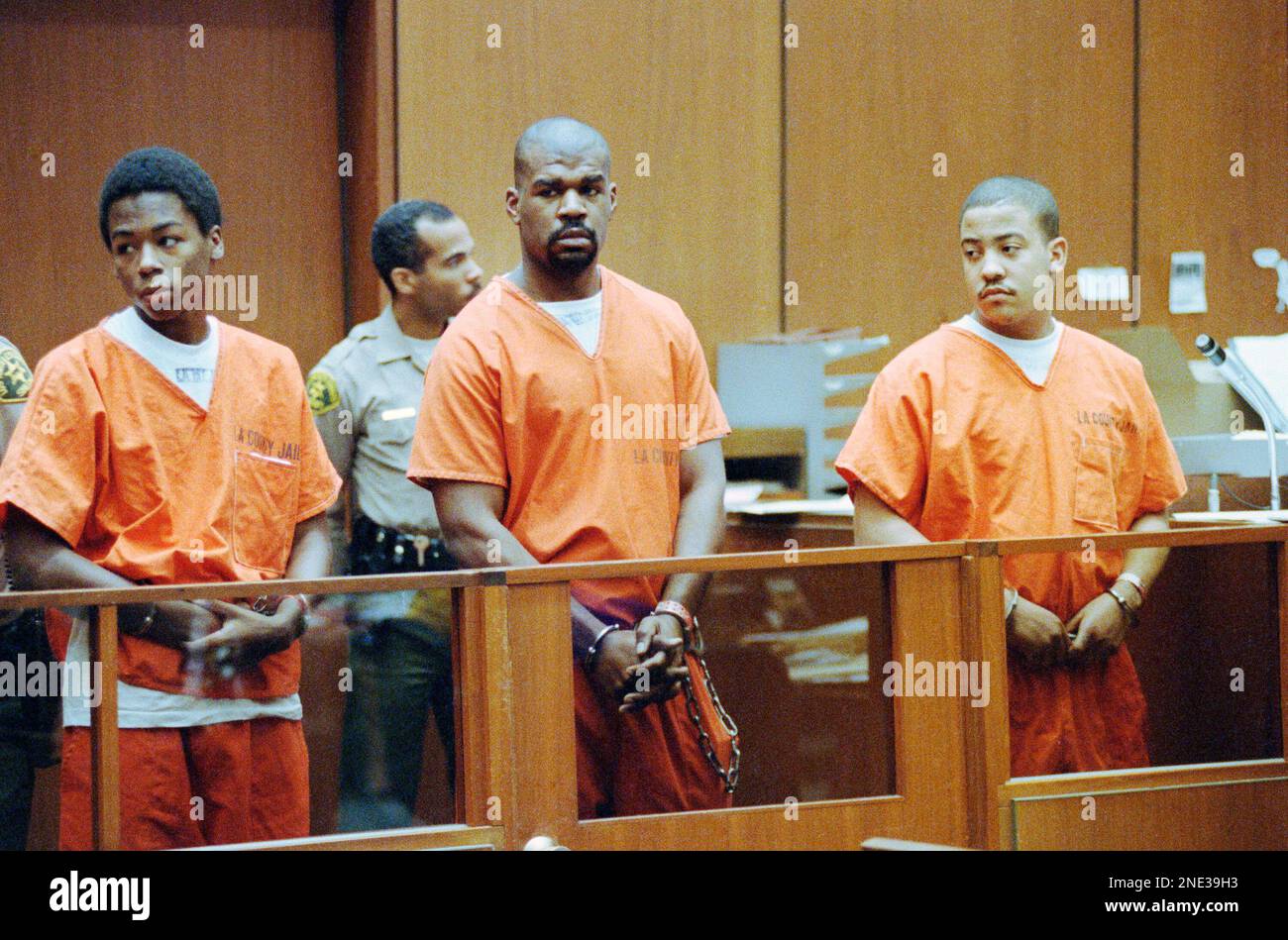 Antoine Miller, Henry Watson and Damian Williams, left to right, stand ...