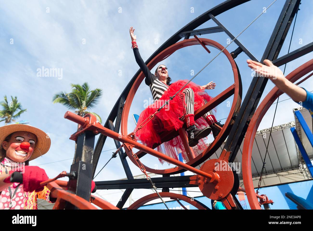 Circus performers perform in a large circle during the pre-Carnival ...