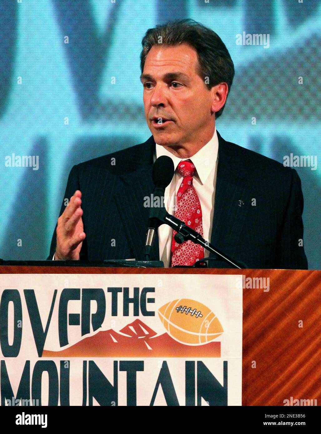 Alabama football coach speaks Sunday, March, 21, 2010, in Birmingham ...