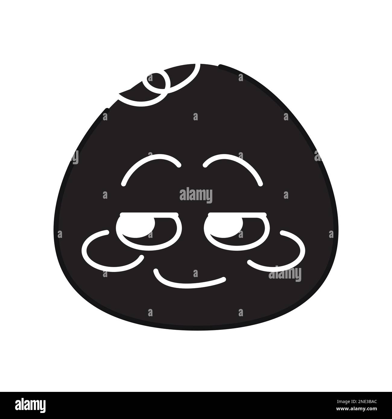 Pink round smiley character color line icon. Mascot of emotions ...