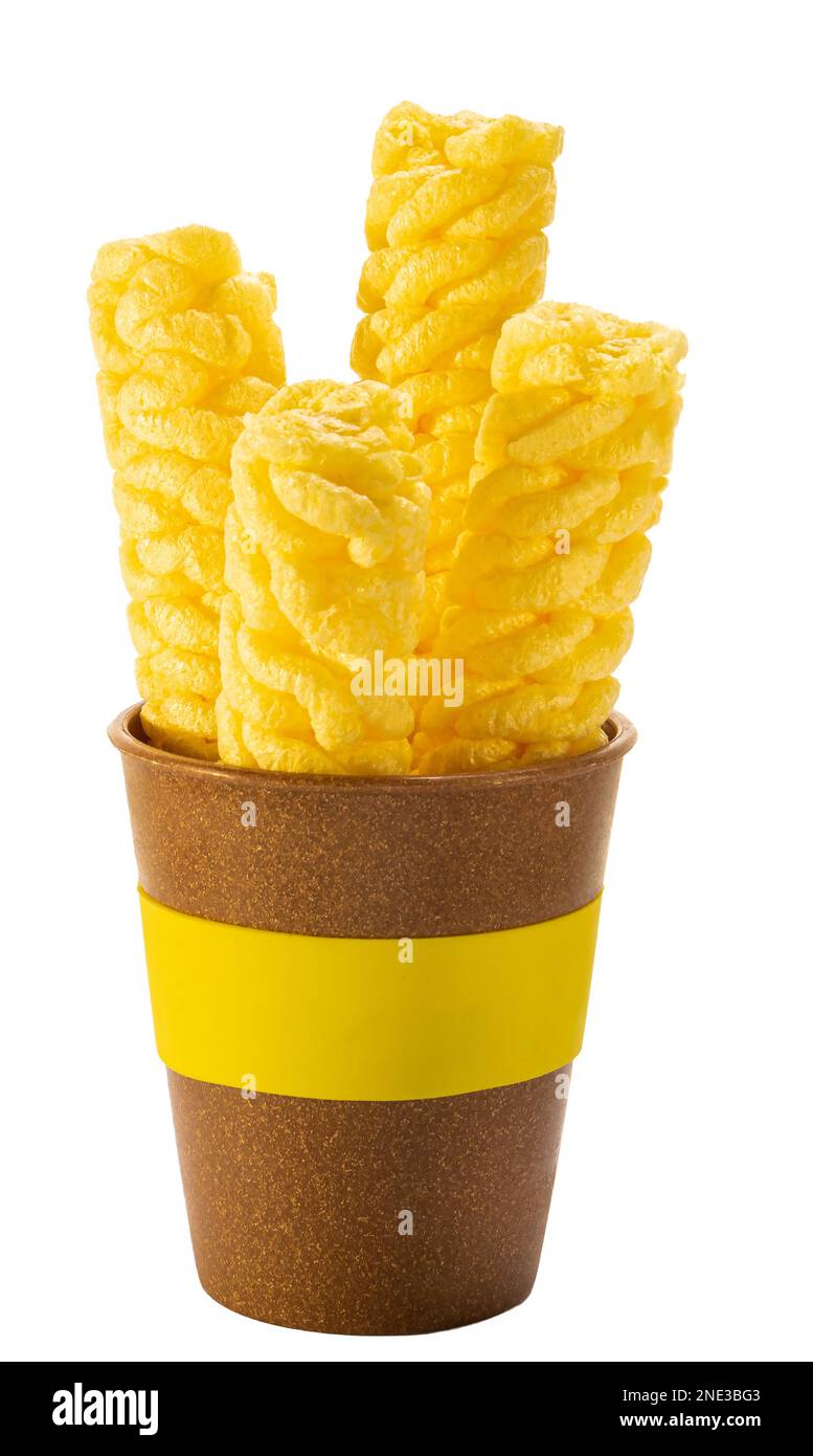 corn sticks in brown glass isolate on white background Stock Photo - Alamy