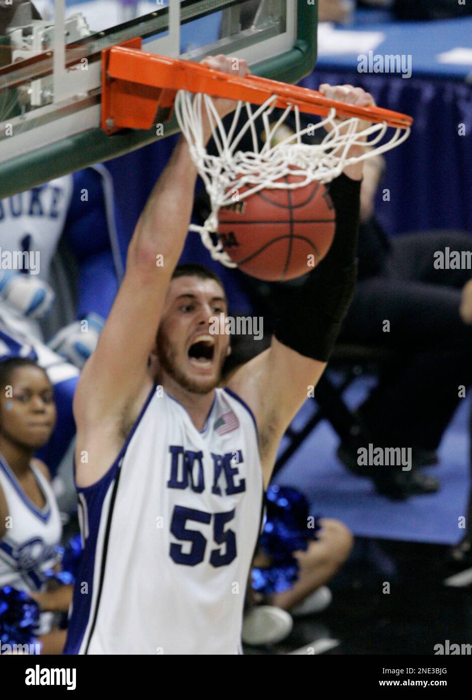 Duke center Brian Zoubek dunks the ball during an NCAA second round ...