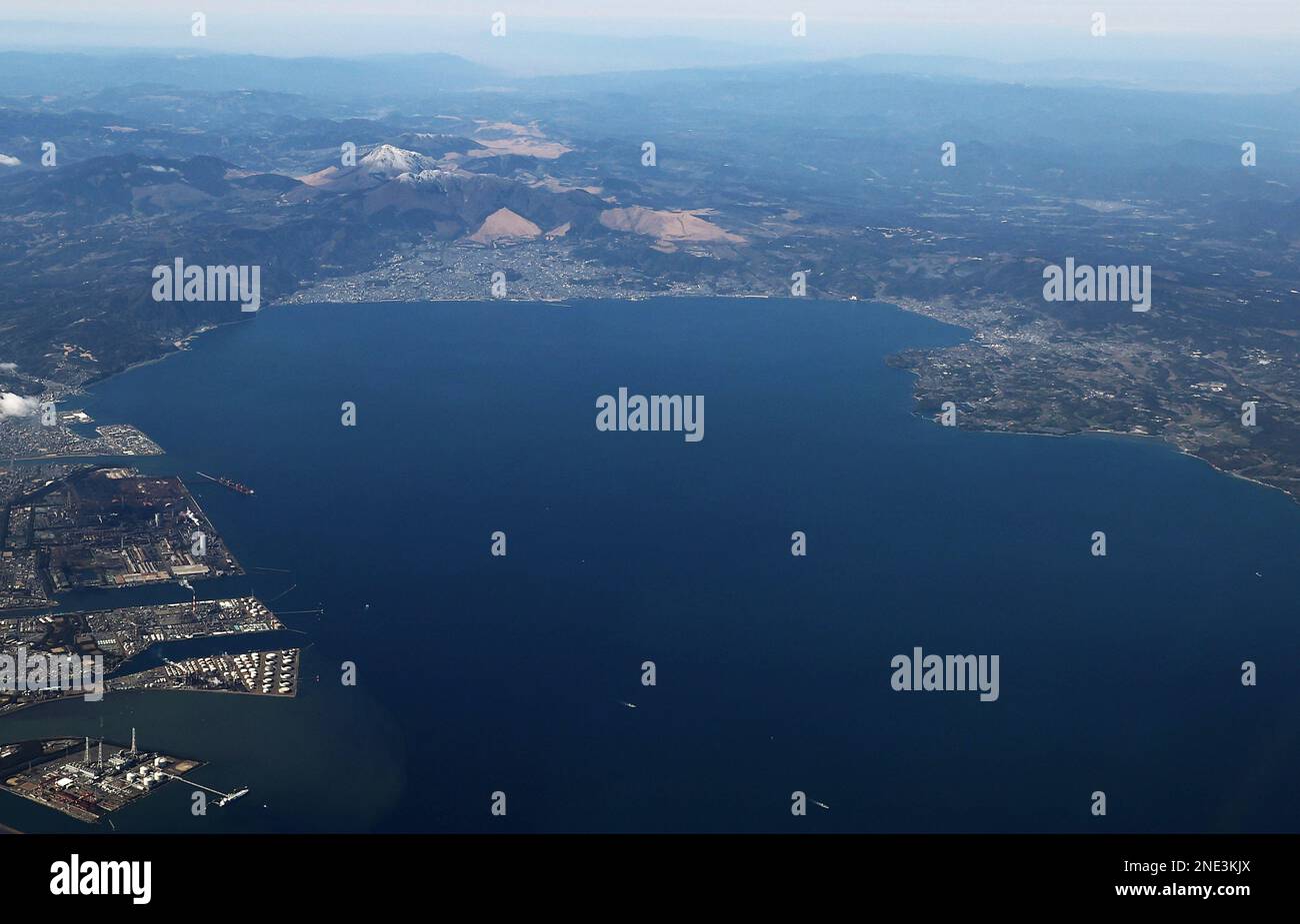 An aerial photo shows Beppu Bay in Oita Prefecture, western Japan and ...