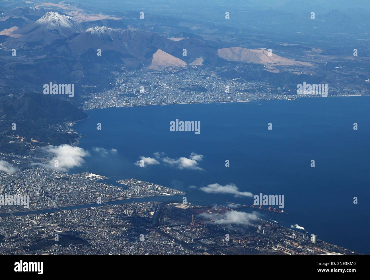 An aerial photo shows Beppu Bay in Oita Prefecture, western Japan and ...
