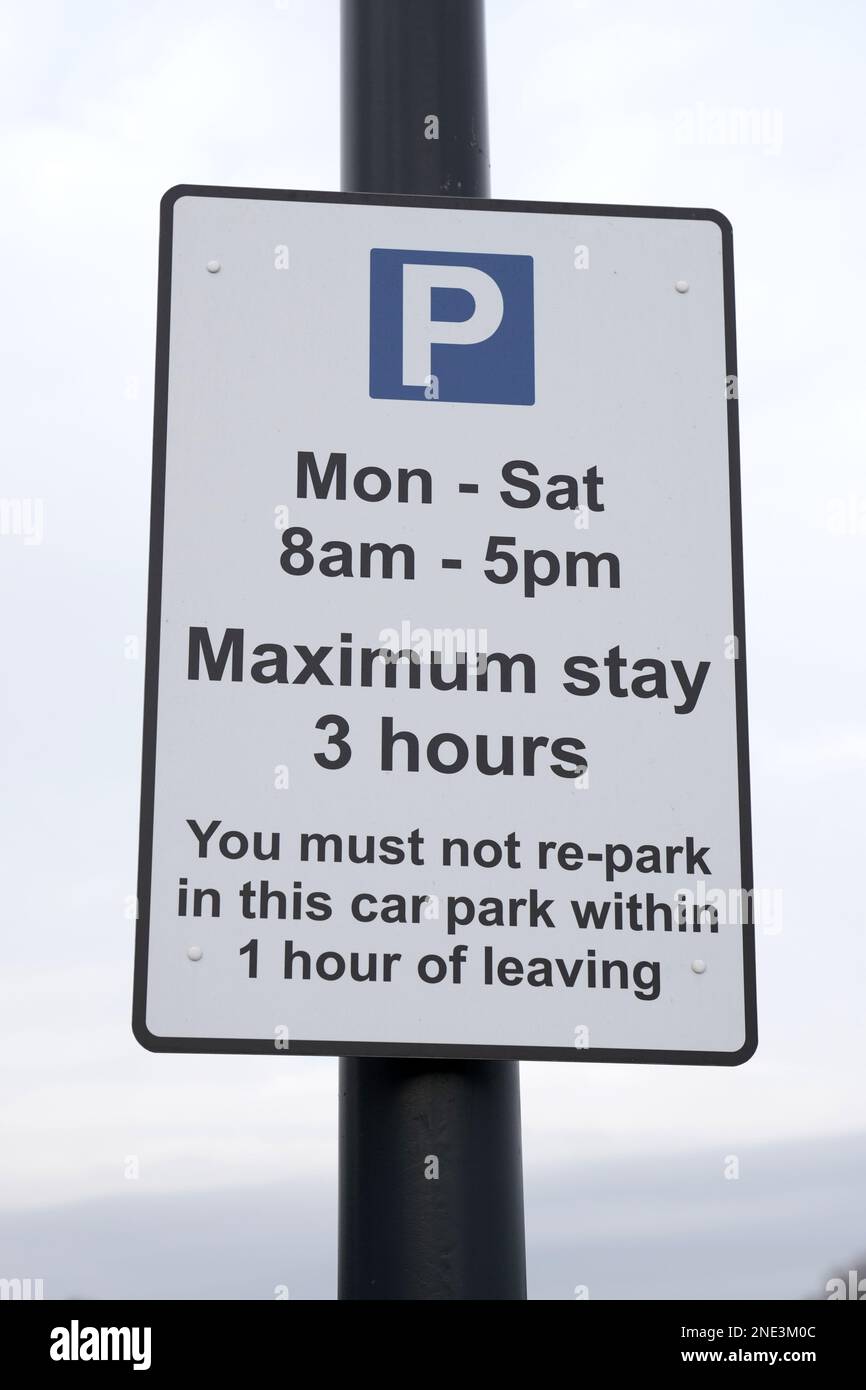 Car park pay and display parking charges notice in Kirkby Town Centre ...