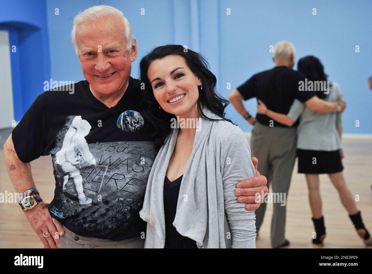 Former astronaut Buzz Aldrin, left, is seen during rehearsals with ...
