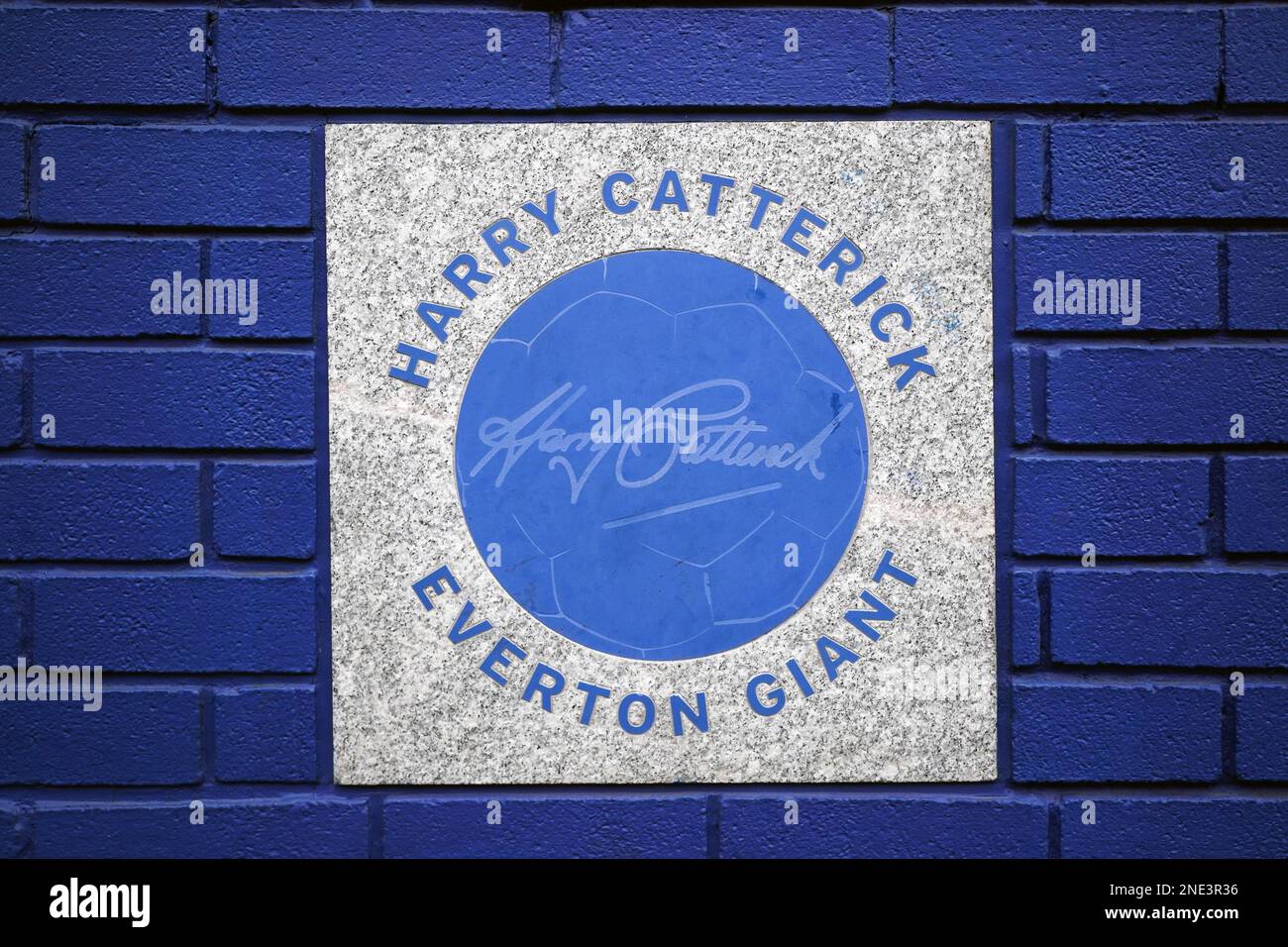 The home of Everton FC Goodison Park. Harry Catterick sign Stock Photo ...